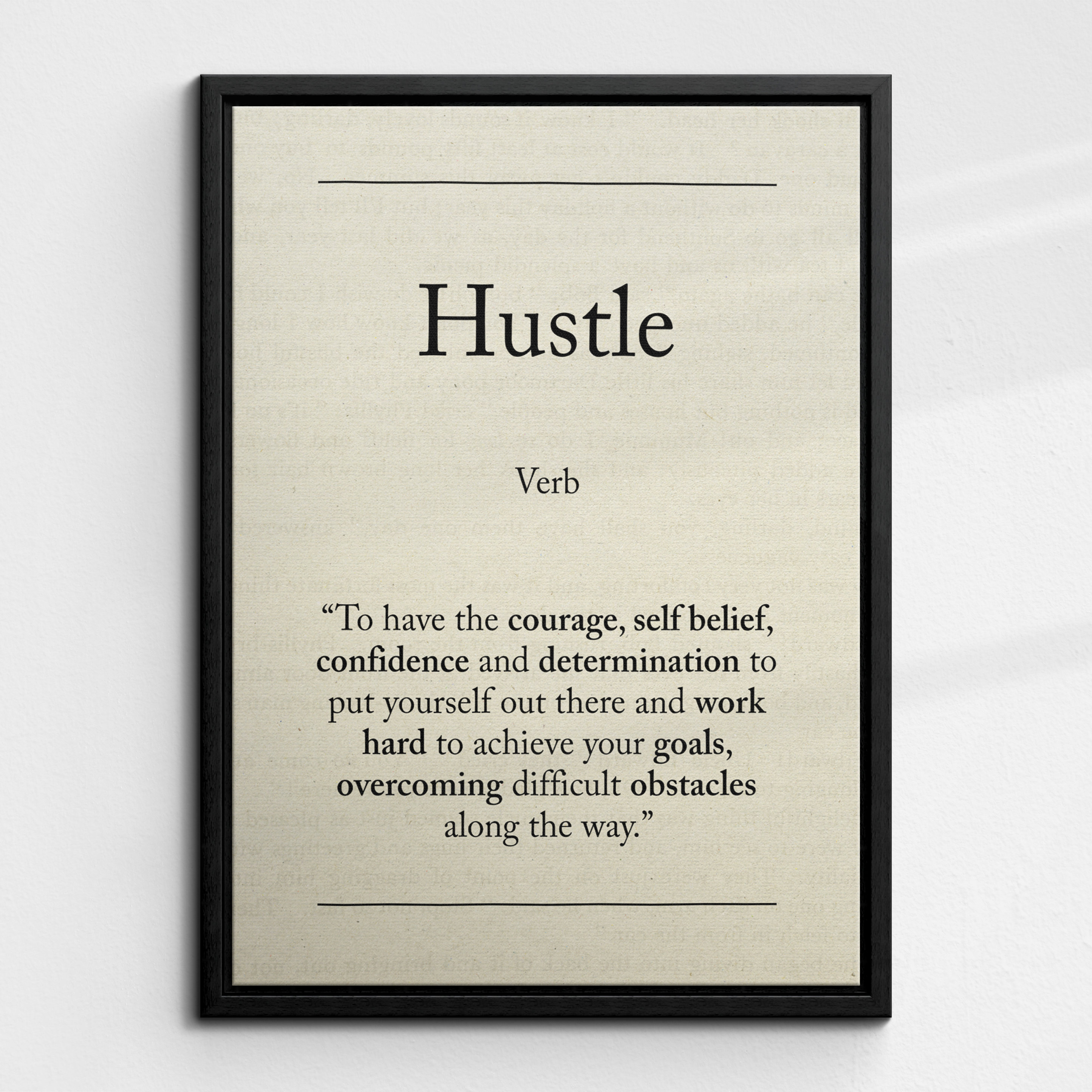 Hustle Book Page Definition Quote Motivational Inspirational Framed ...