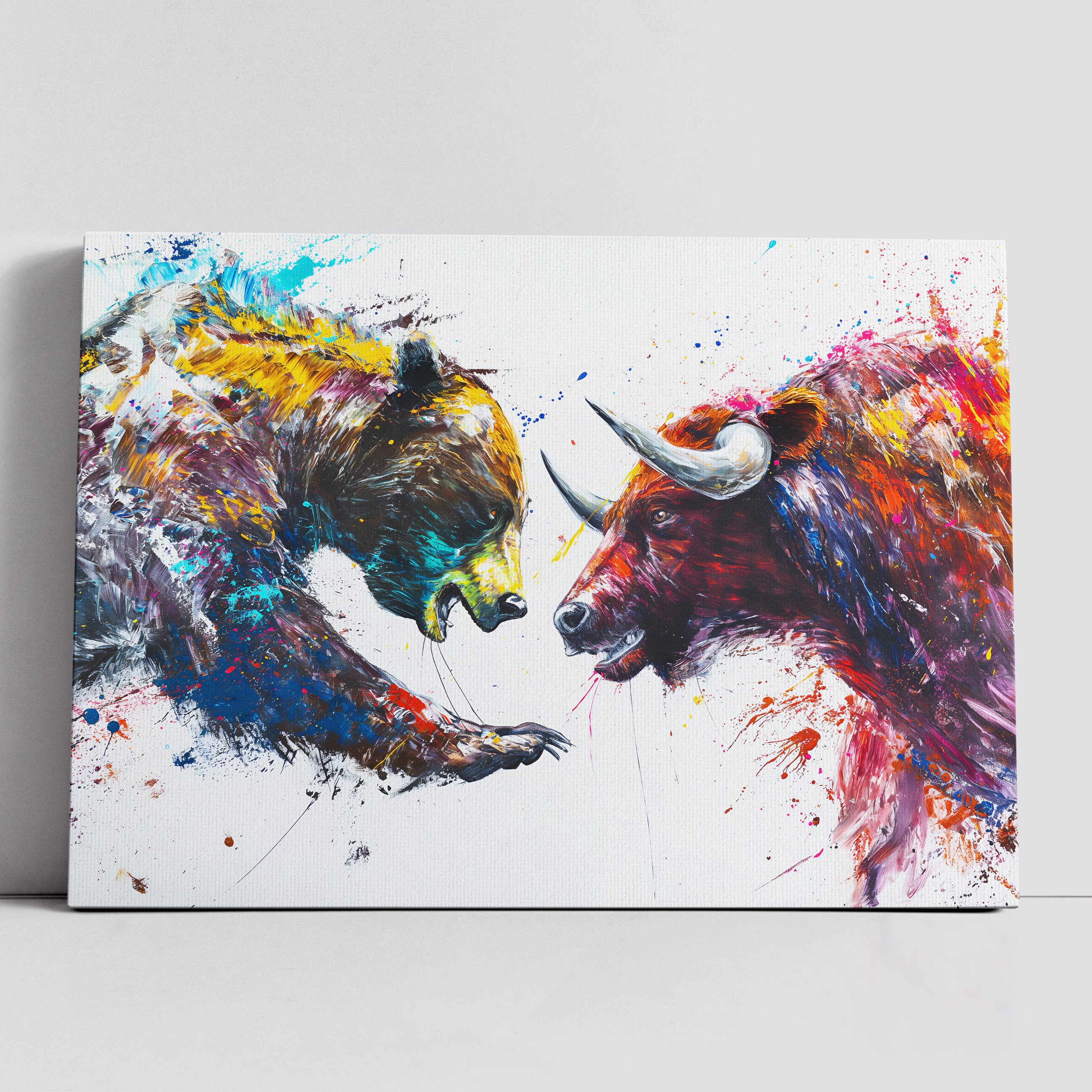 Bear Vs Bull Stock Market Wall Street Trading Painting Finance ...