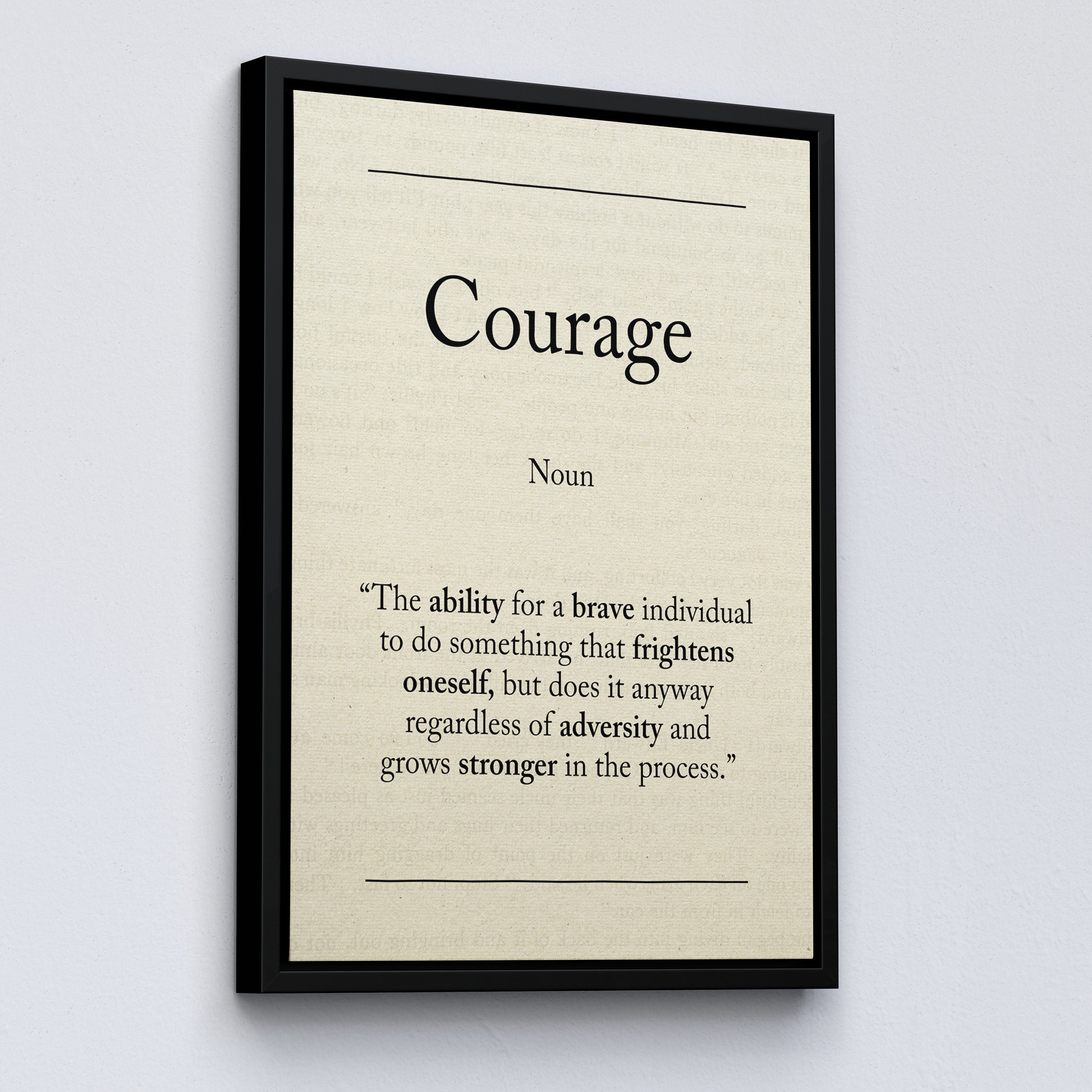 Courage Book Page Definition Quote Motivational Inspirational Framed ...