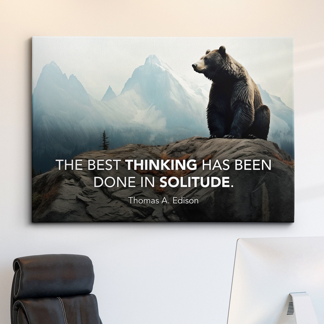 Grizzly Bear Solitude Quote Animal Motivational Inspirational Framed ...