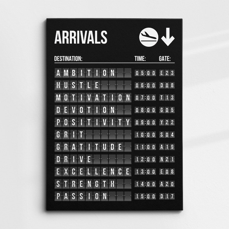 Arrivals Success List Board Quotes Motivational Inspirational, Framed ...