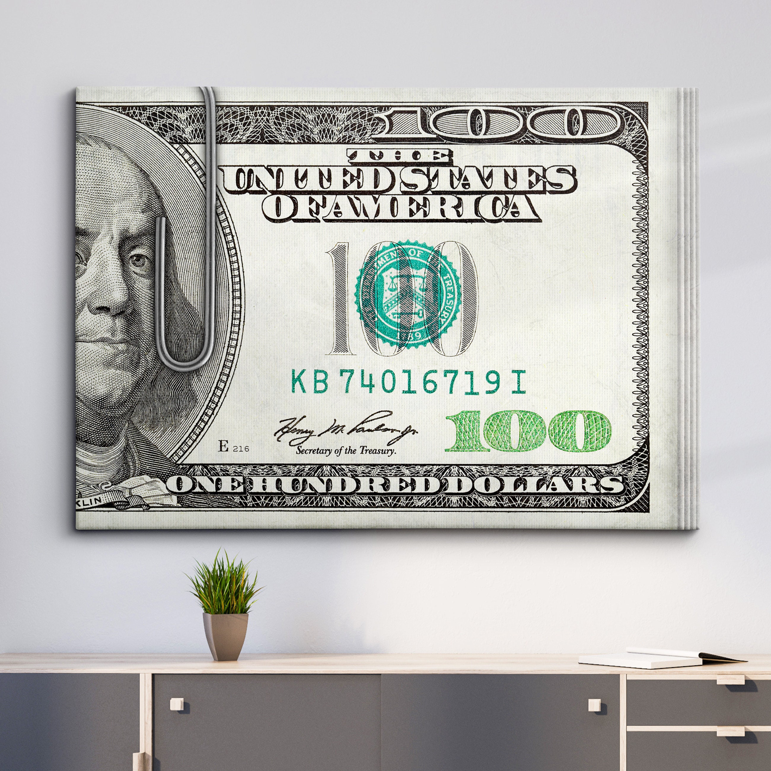 One Hundred Dollar Bill Paper Clip Motivational Inspirational, Framed ...