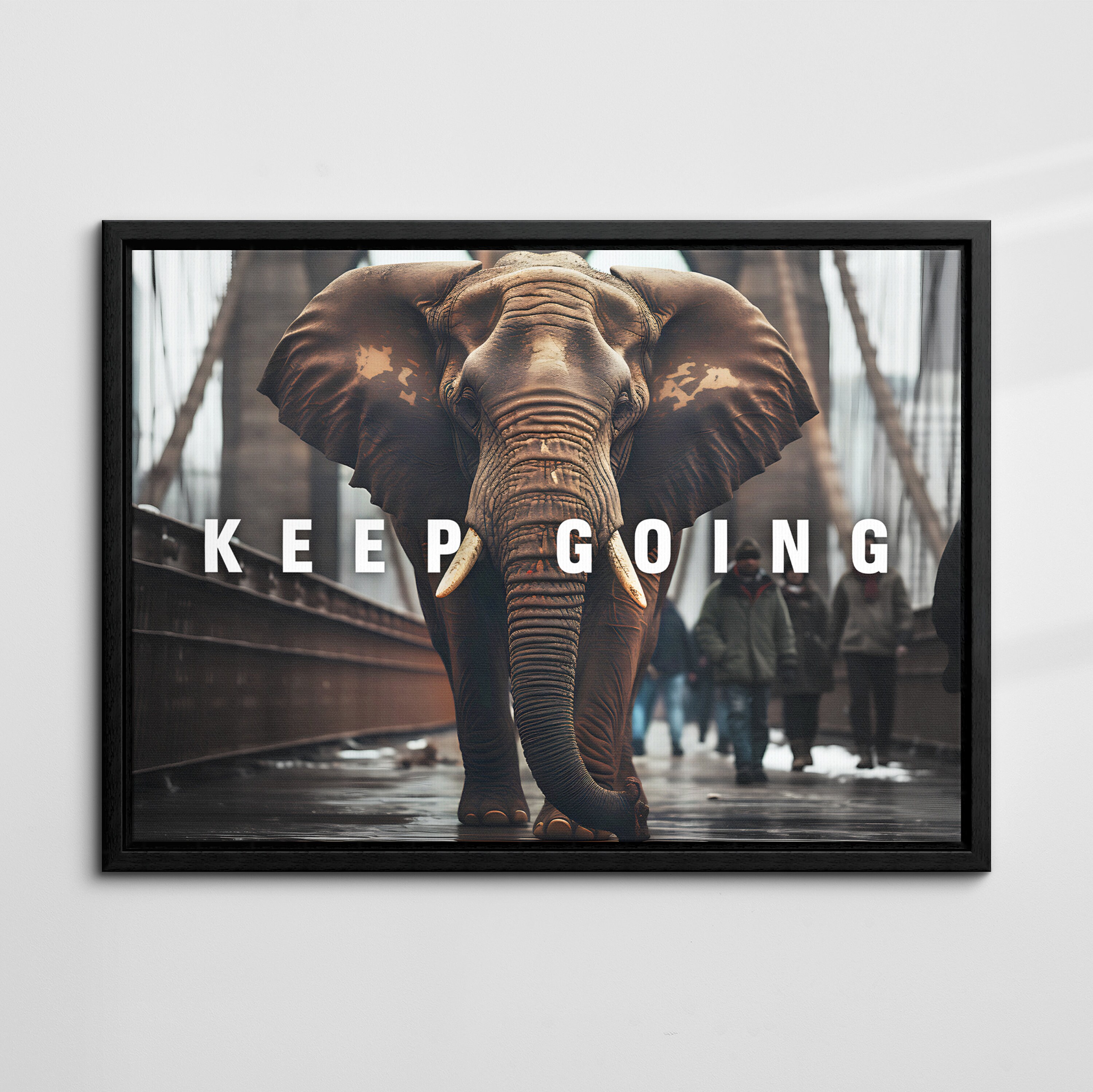 Keep Going Elephant Brooklyn Bridge Motivational Inspirational Framed ...