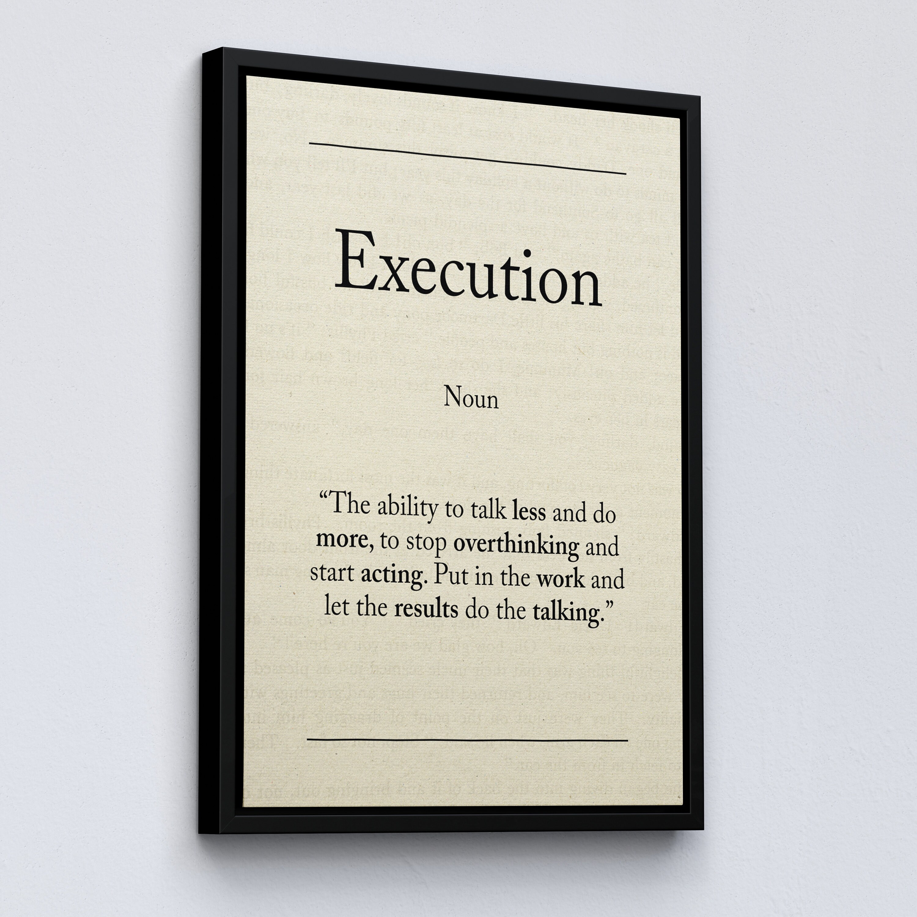 Execution Book Page Definition Quote Motivational Inspirational Framed ...