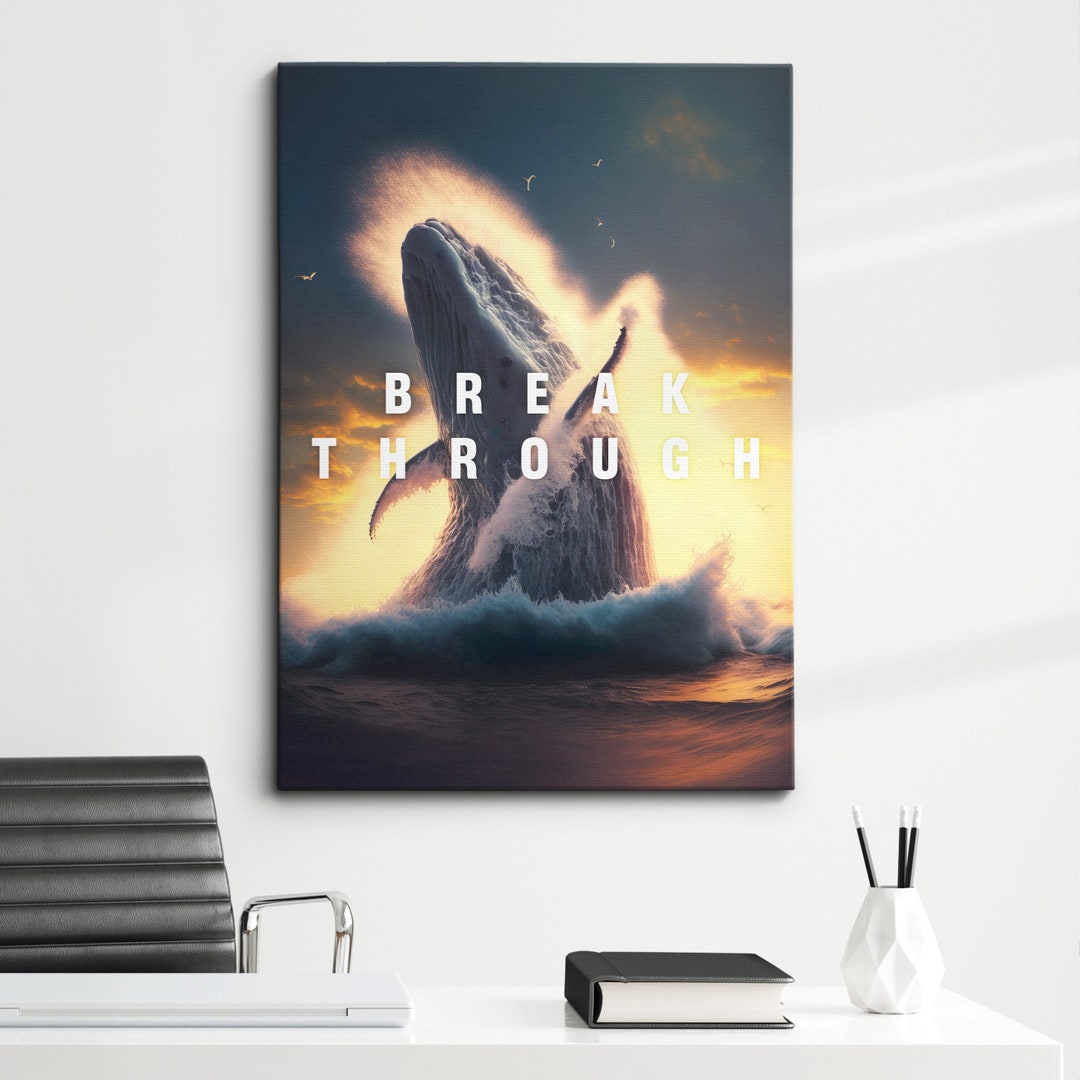 Break Through Quote Whale Jumping Motivational Inspirational Framed ...
