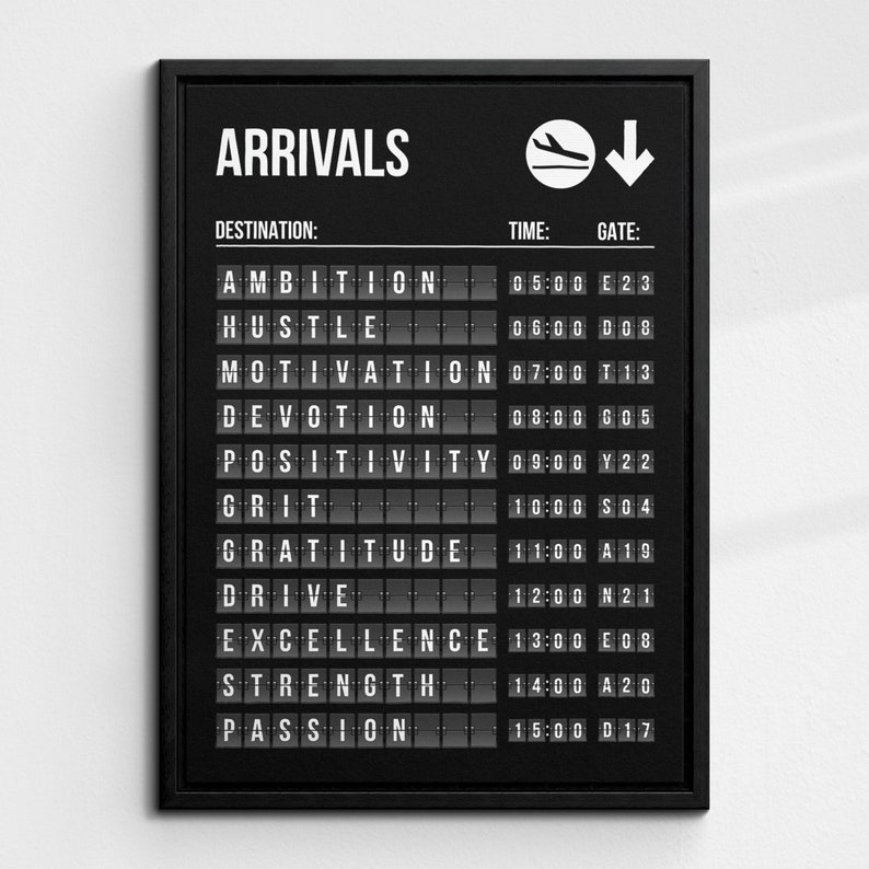 Arrivals Success List Board Quotes Motivational Inspirational, Framed ...
