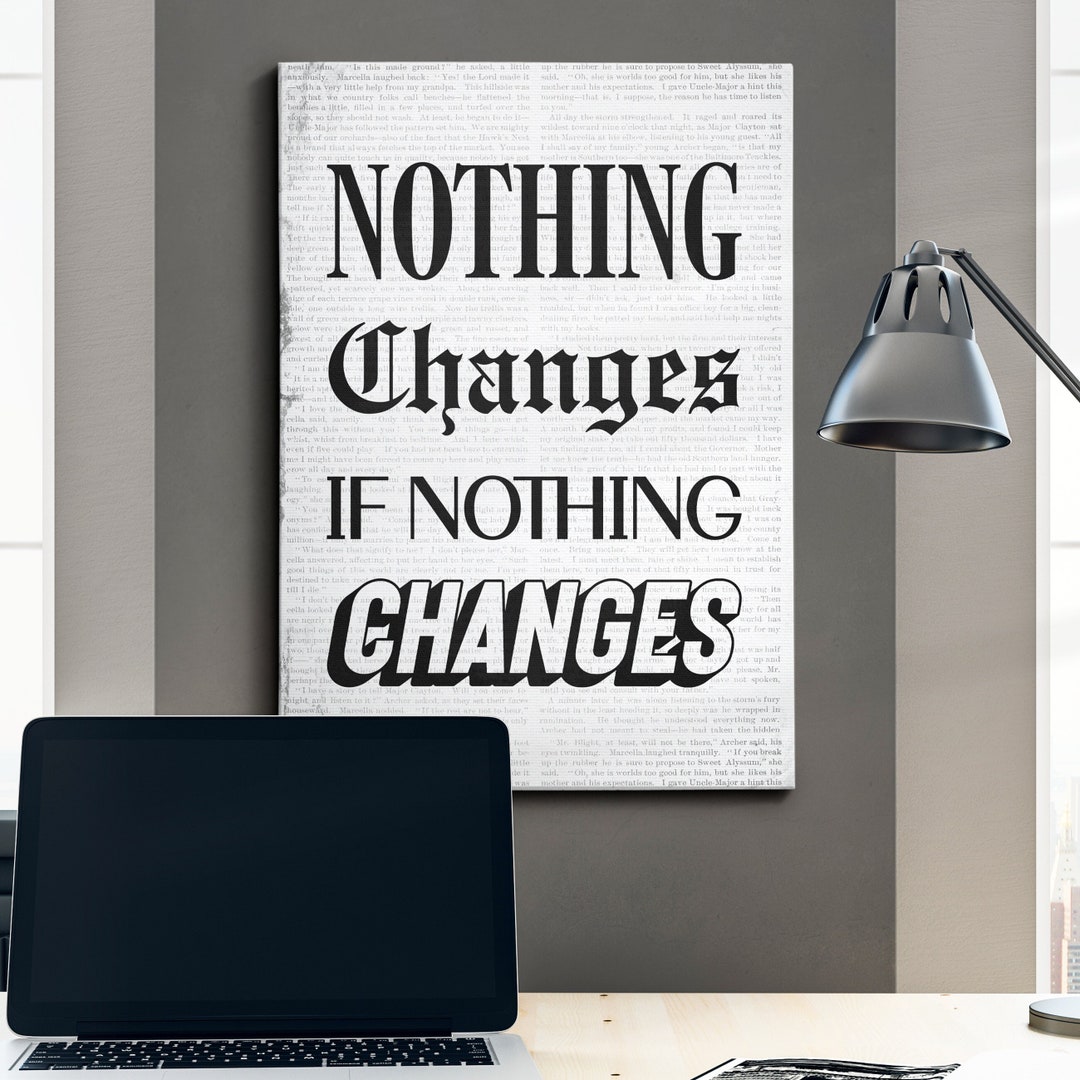 Nothing Changes Quote Success Hustle Motivational Inspirational, Framed ...