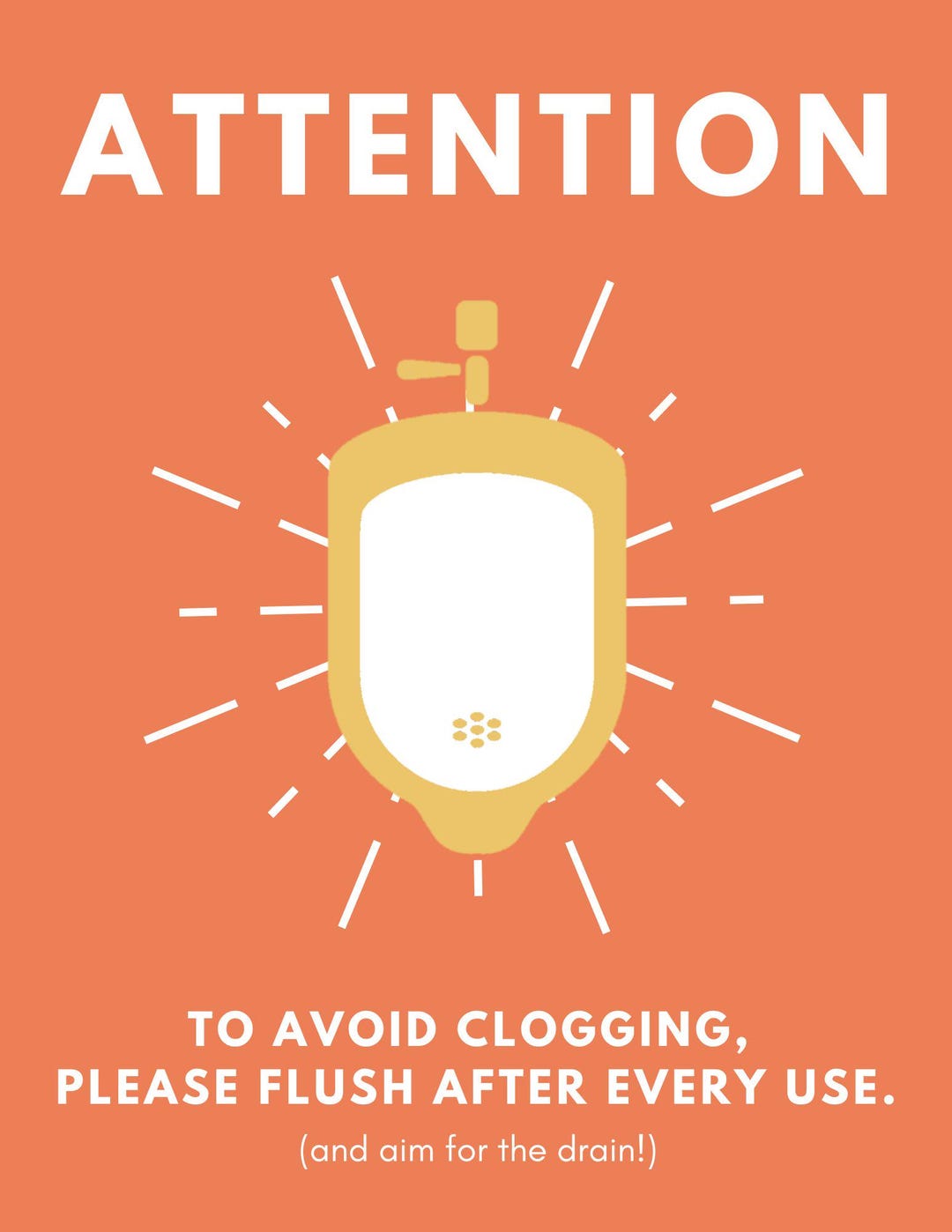 Restroom Sign – Flush After Use – Editable Canva Template – Urinal ...