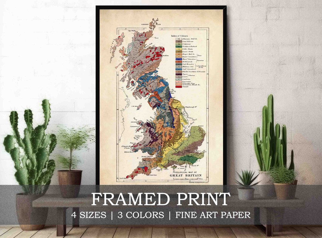 Geological Map of UK Framed or Unframed Fine Art Print // - Etsy