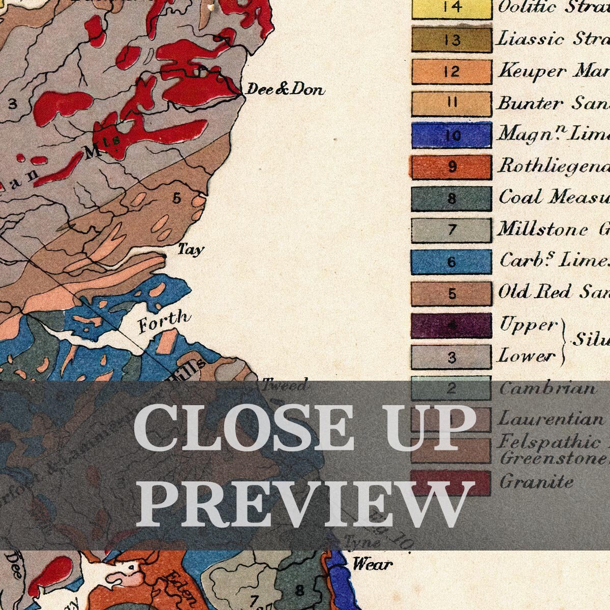 Geological Map of UK Framed or Unframed Fine Art Print // Vintage Great ...