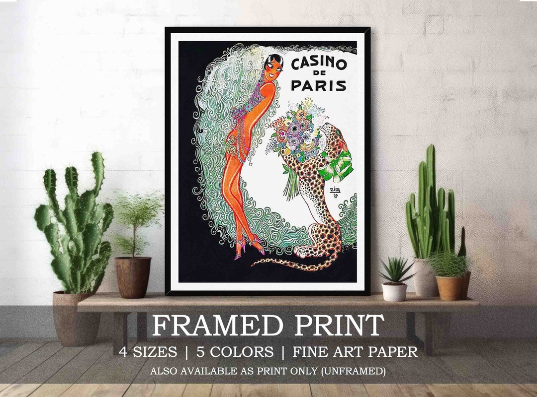 Casino De Paris Josephine Baker & Cheetah Cat Framed or Unframed Fine ...