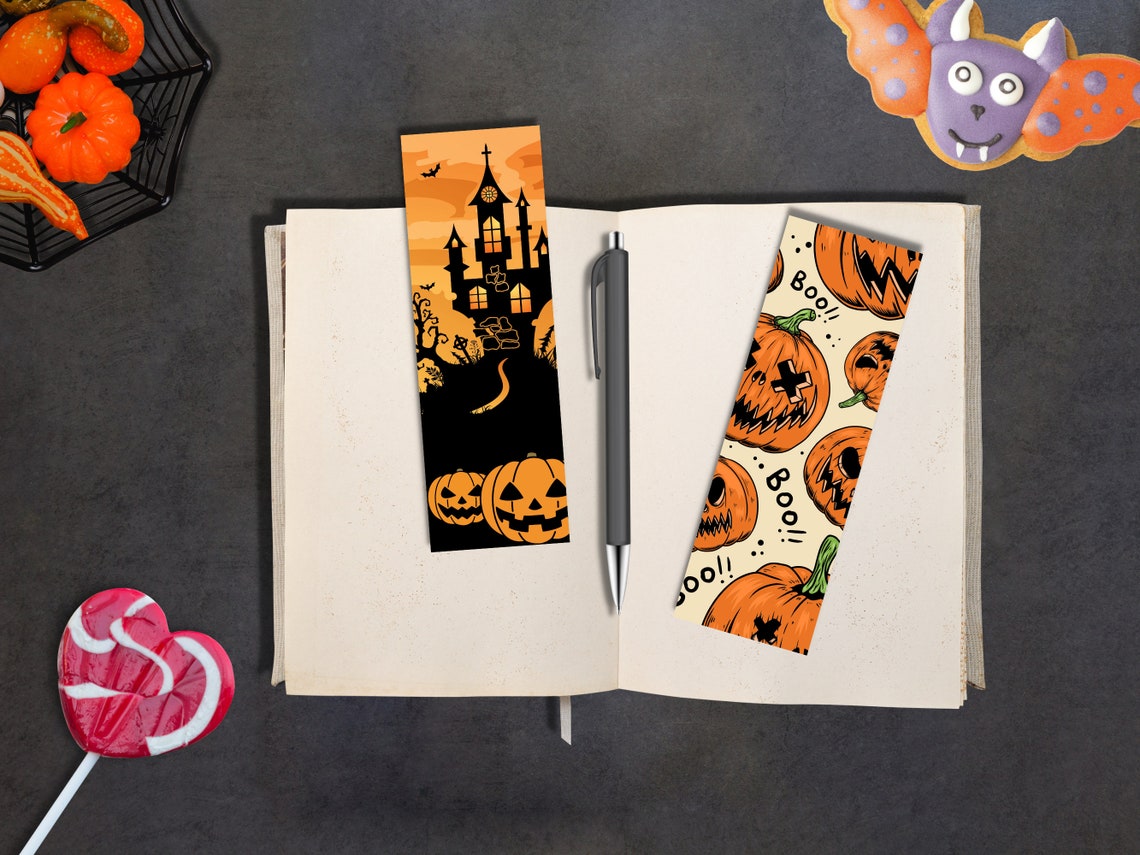 Halloween Bookmarks Bundle, Set of 4 Printable Spooky Markers, Bats ...