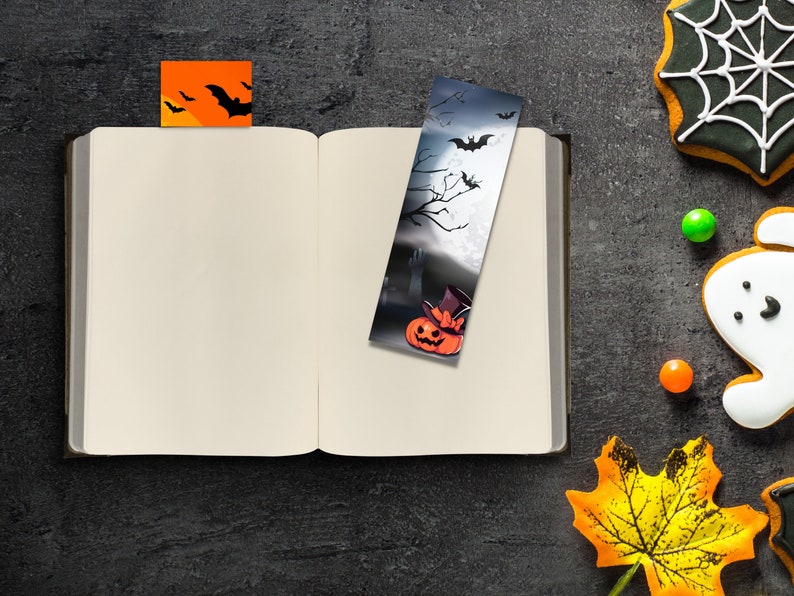 Halloween Bookmarks Bundle, Set of 4 Printable Spooky Markers, Bats ...