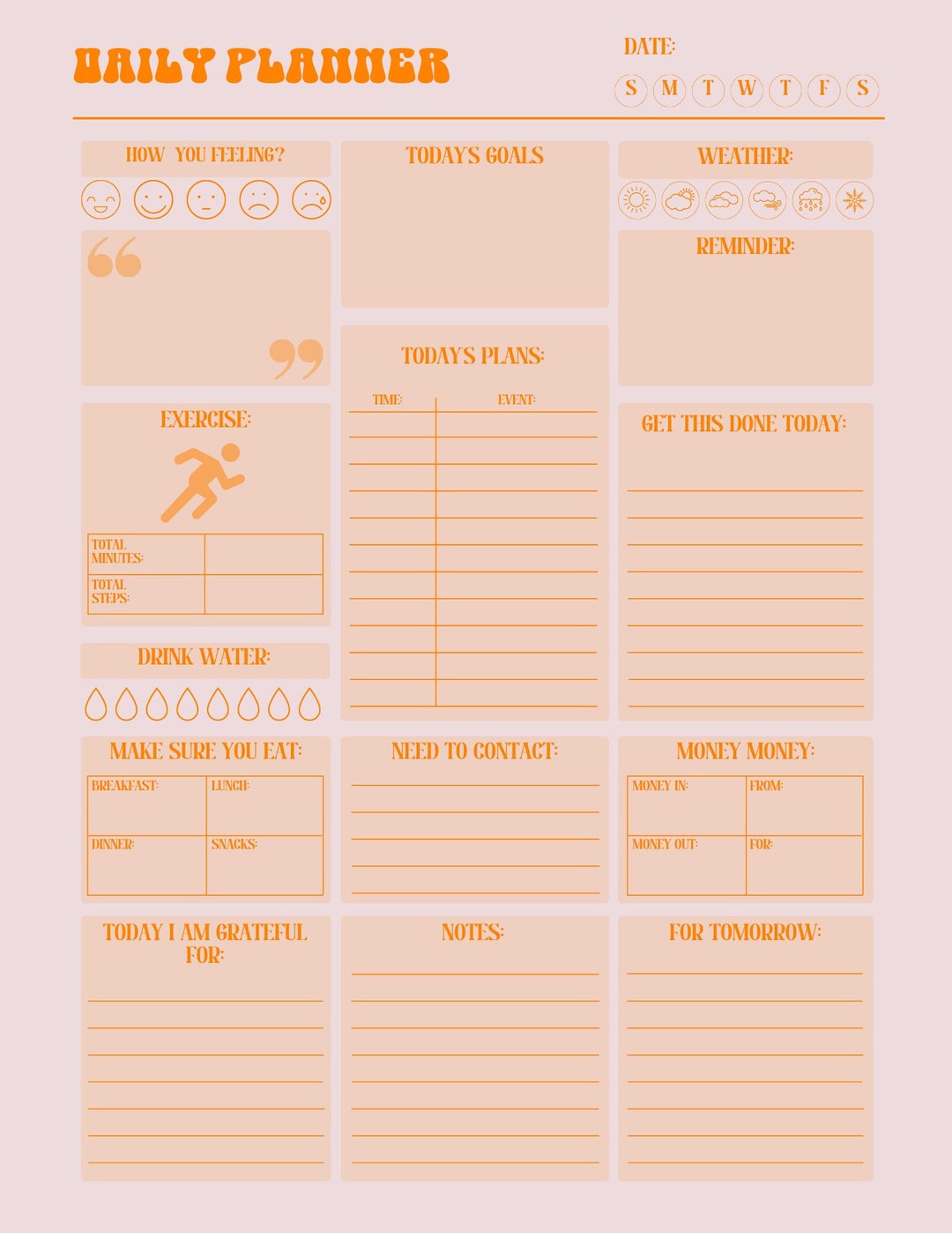 Retro Daily Planner - Etsy