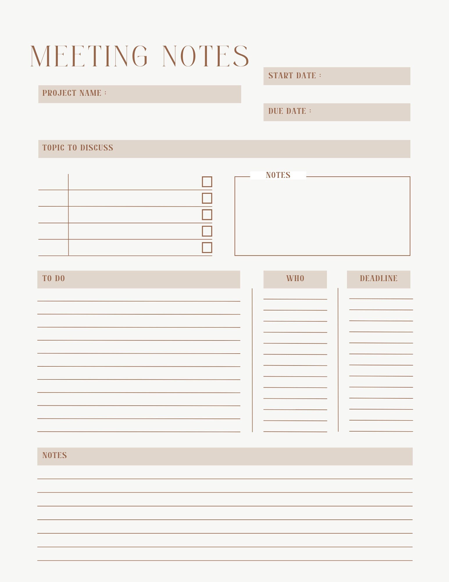 Clean Meeting Note Page - Etsy Canada