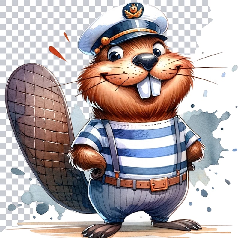 Beaver Clipart , Adorable Watercolor Beaver Clipart , 4 High-quality ...