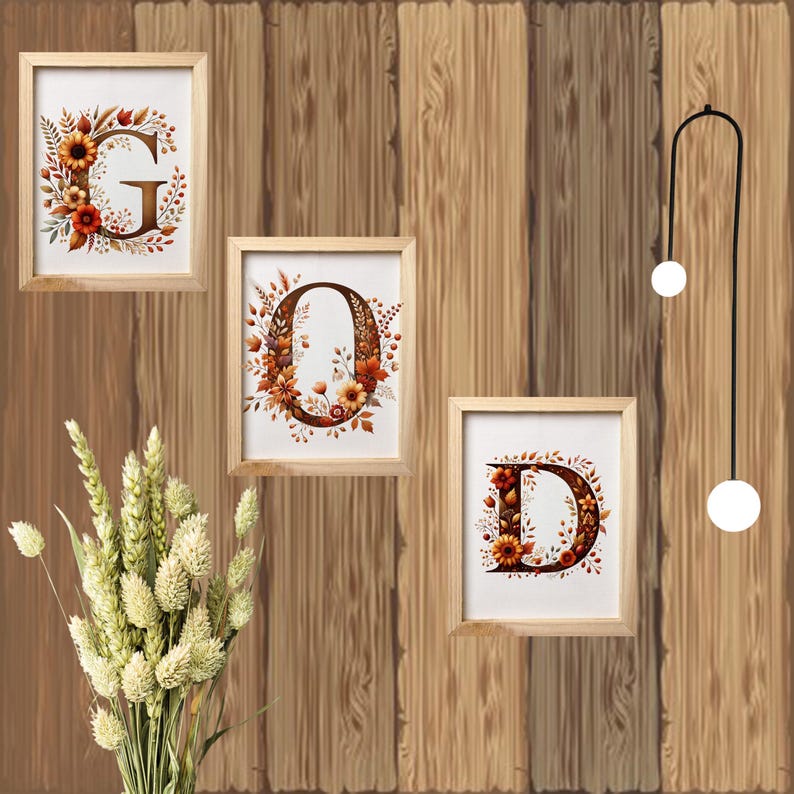 Autumn Floral Alphabet Clipart PNG, Fall Alphabet Watercolor, Fall ...