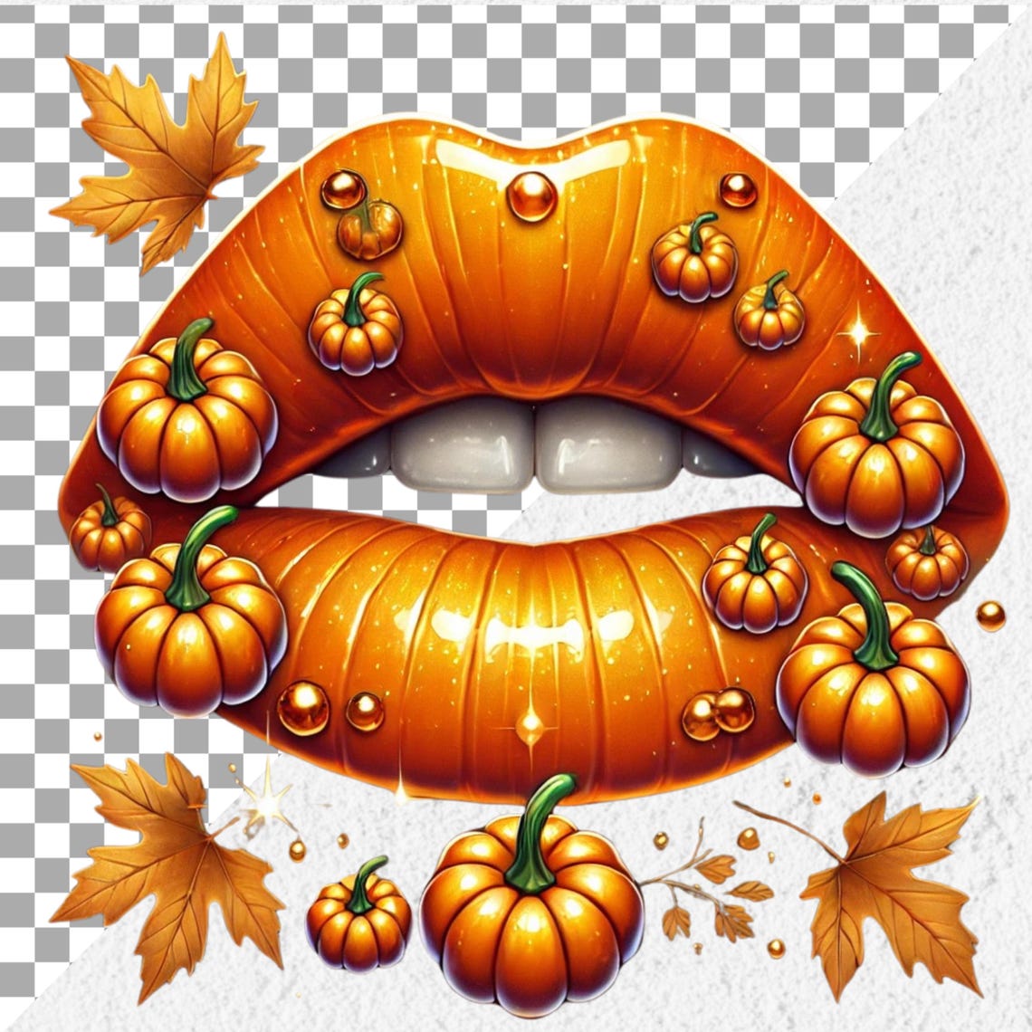Woman's Lips Clipart. Pumpkin Lips With Halloween and Fall PNG and JPG ...