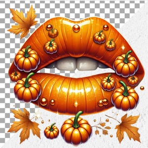 Woman's Lips Clipart. Pumpkin Lips With Halloween and Fall PNG and JPG ...