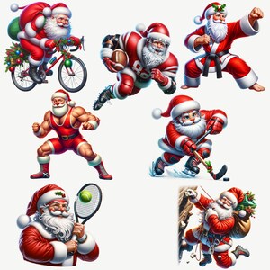 Watercolor Santa Claus Sportsman PNG Clipart. Festive Bundle 28 Images ...