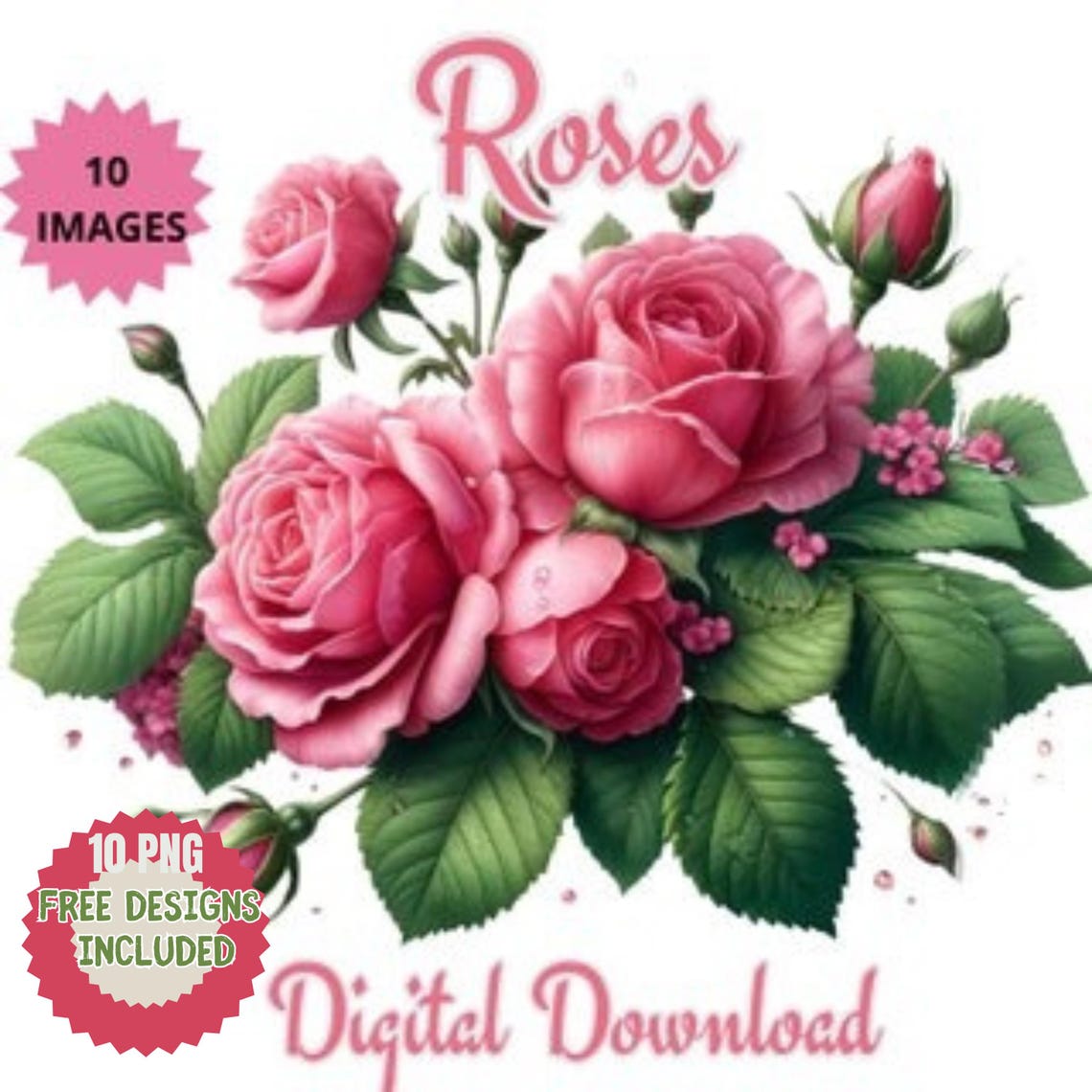 Watercolor Pink Roses Clipart Png, Roses Wedding Bouquet Bundle, Blush ...