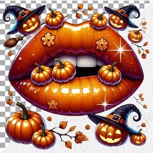 Woman's Lips Clipart. Pumpkin Lips With Halloween and Fall PNG and JPG ...