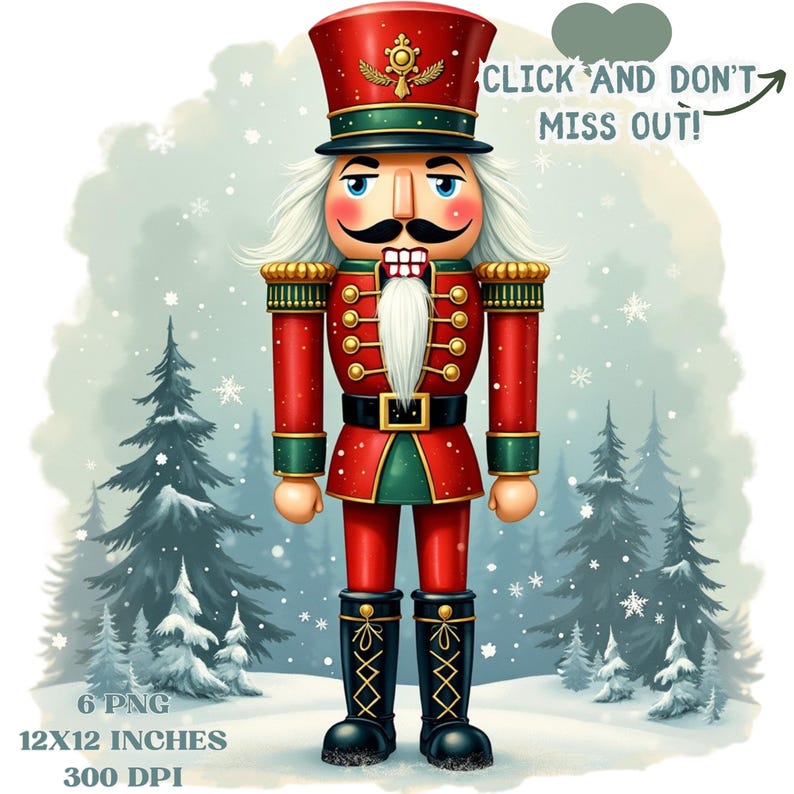 Nutcracker Watercolor Clipart. Christmas Nutcracker Clipart. Nutcracker ...