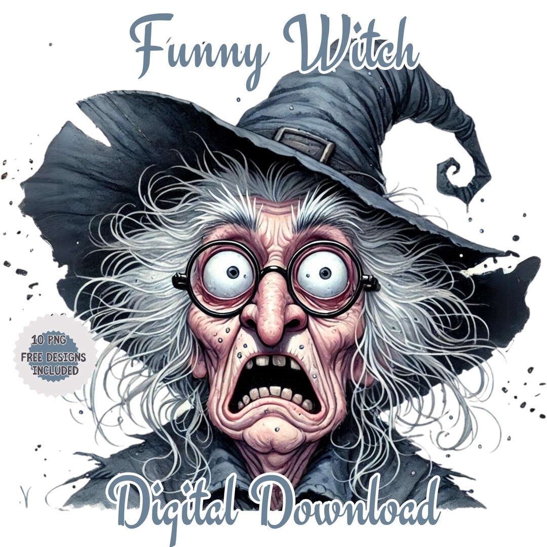 Funny Witch in Black Clipart. Witchcraft Watercolor Wiccan Clipart ...