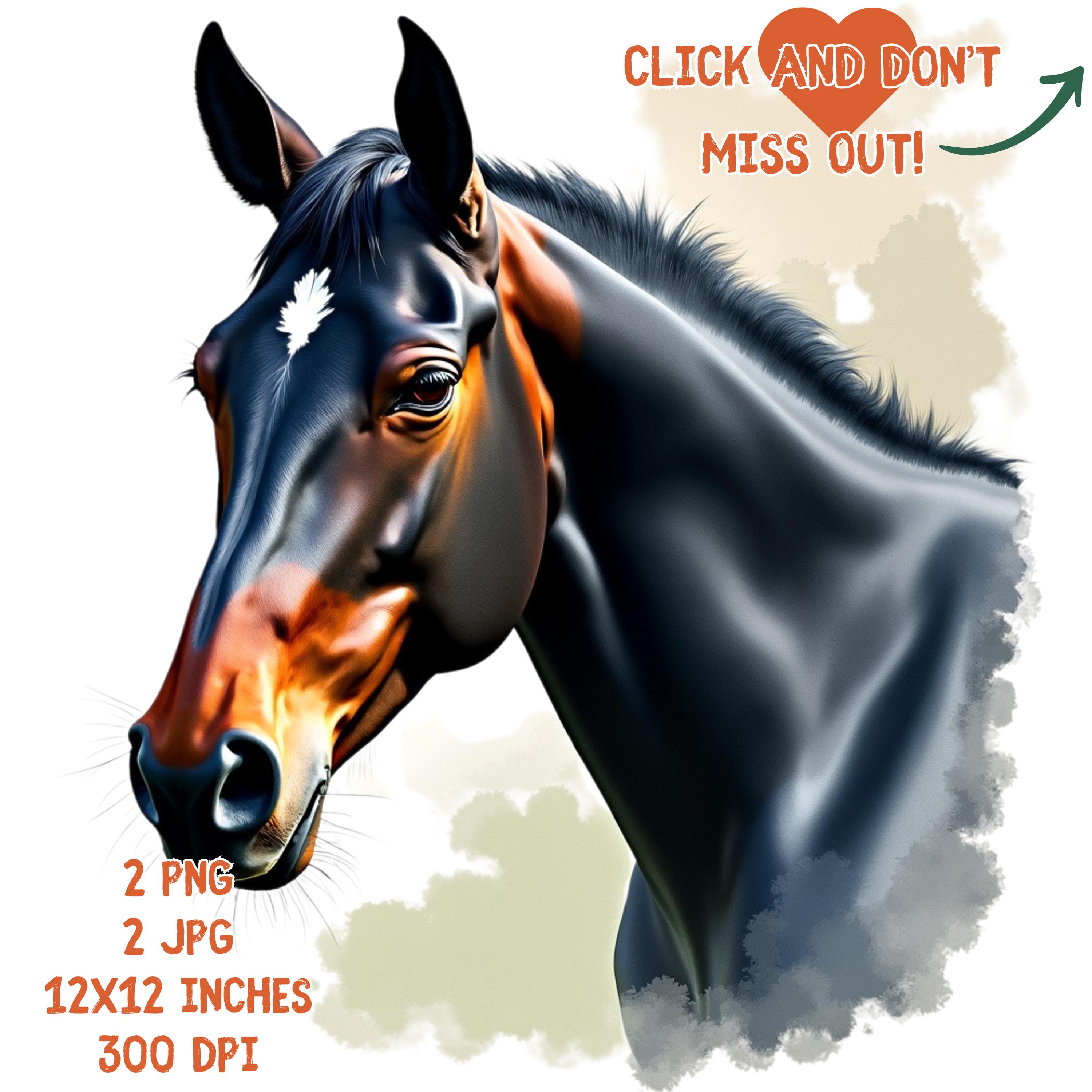 Horse Animal Watercolor Clipart Png. Colorful Horse Head. Farm Animal ...