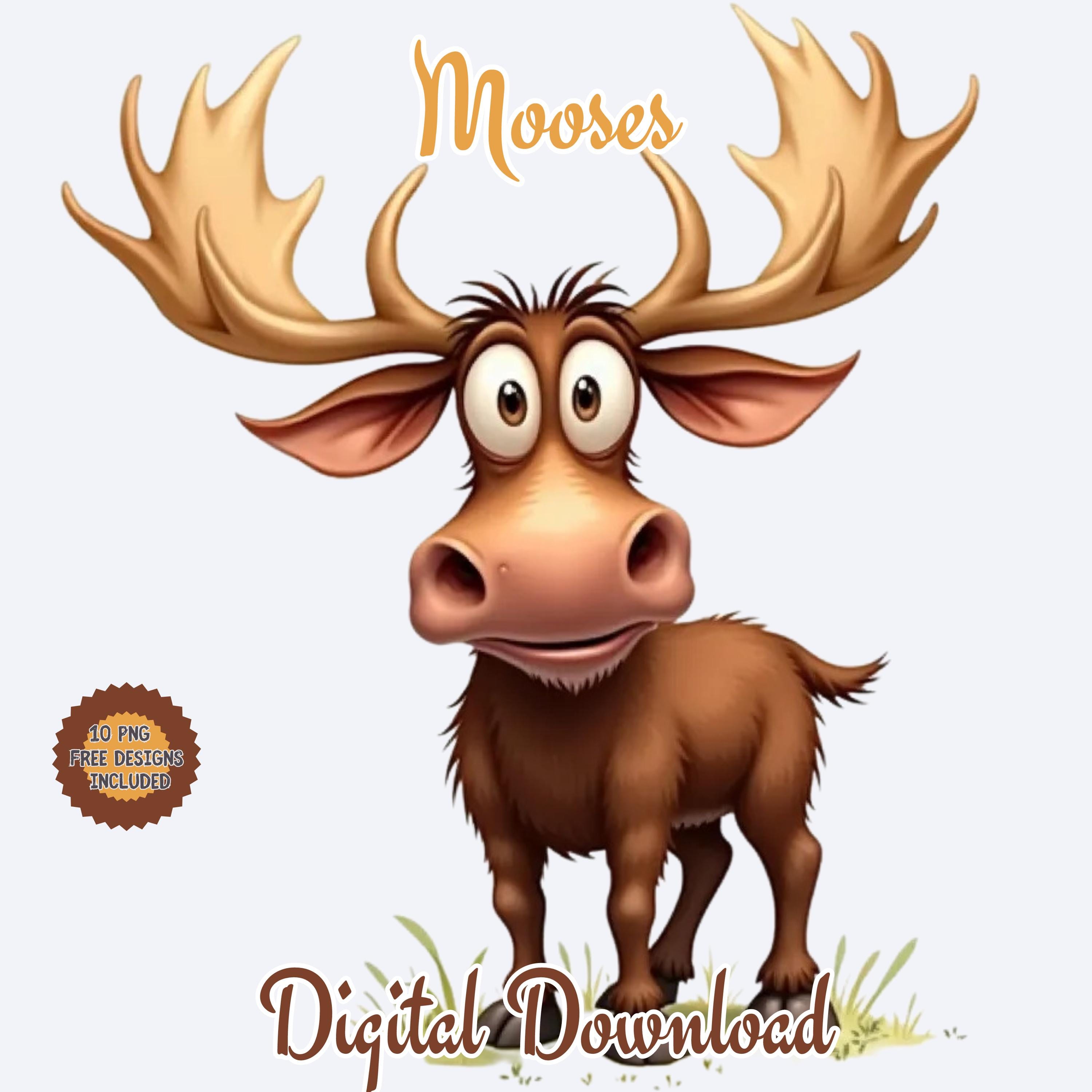 Funny Moose Watercolor Clipart Png. Digital Nursery Art, Animal Images. Woodland Animal Deer ...