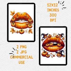 Woman's Lips Clipart. Pumpkin Lips With Halloween and Fall PNG and JPG ...
