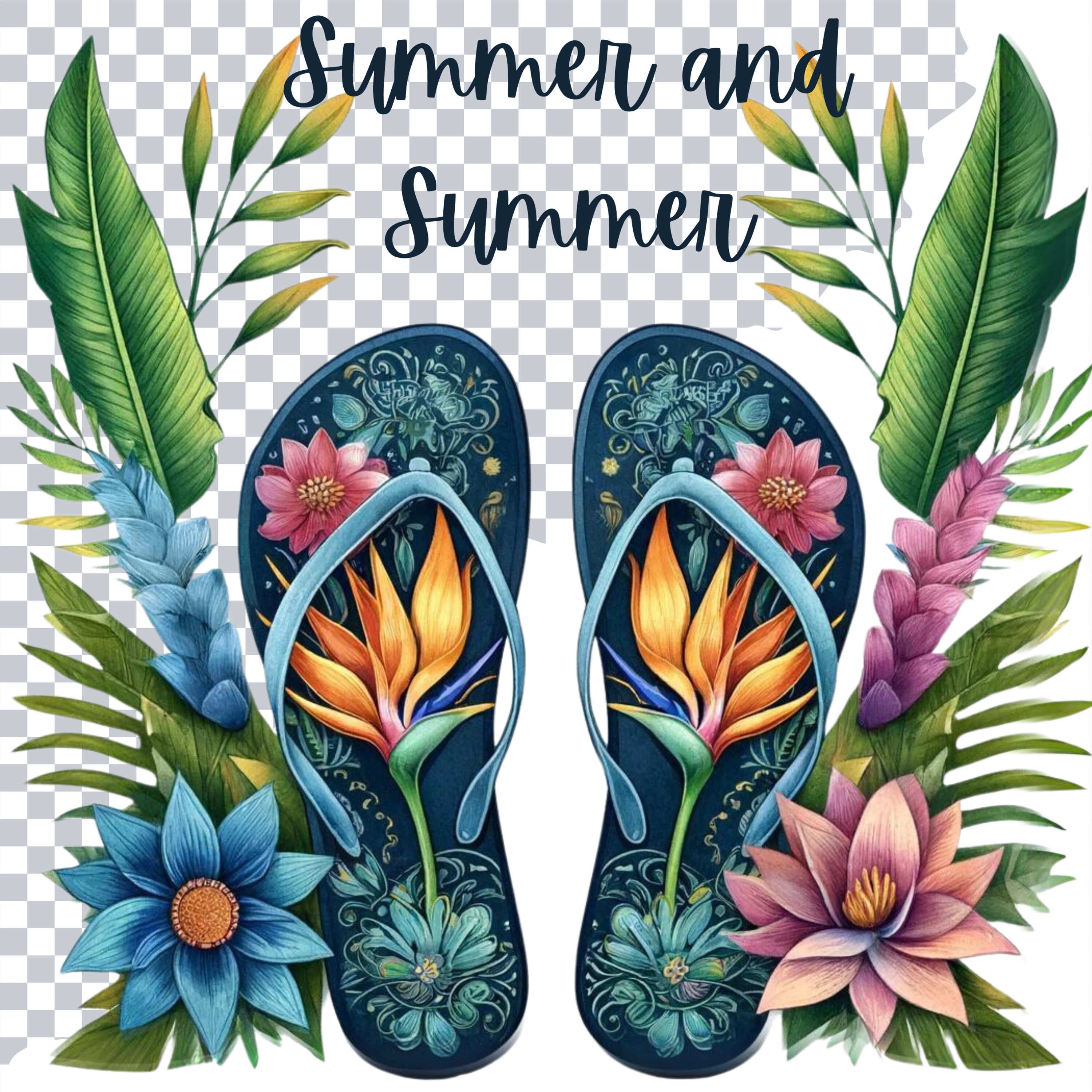 Summer Flip Flops Clipart, Colorful Summer Clipart Bundle. Summer Shoes ...