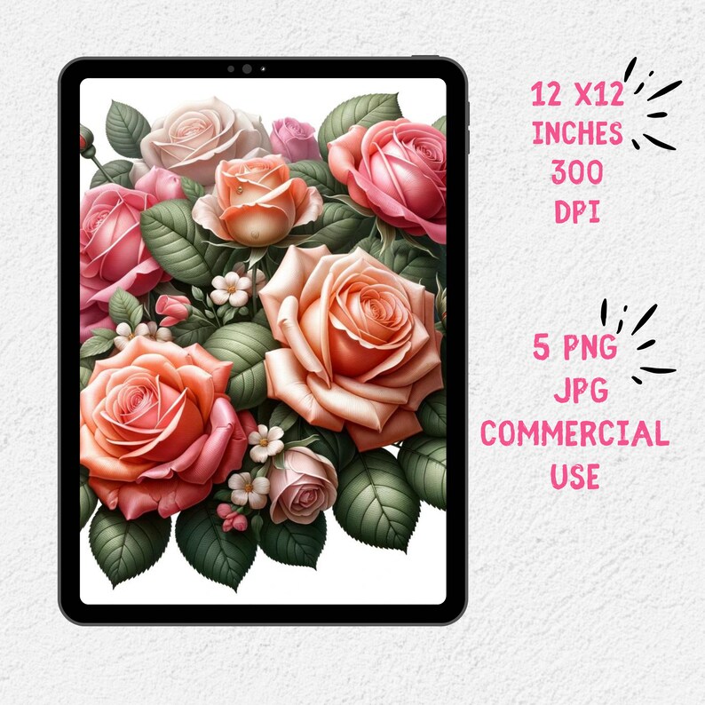 Watercolor Pink Roses Clipart Png, Roses Wedding Bouquet Bundle, Blush ...