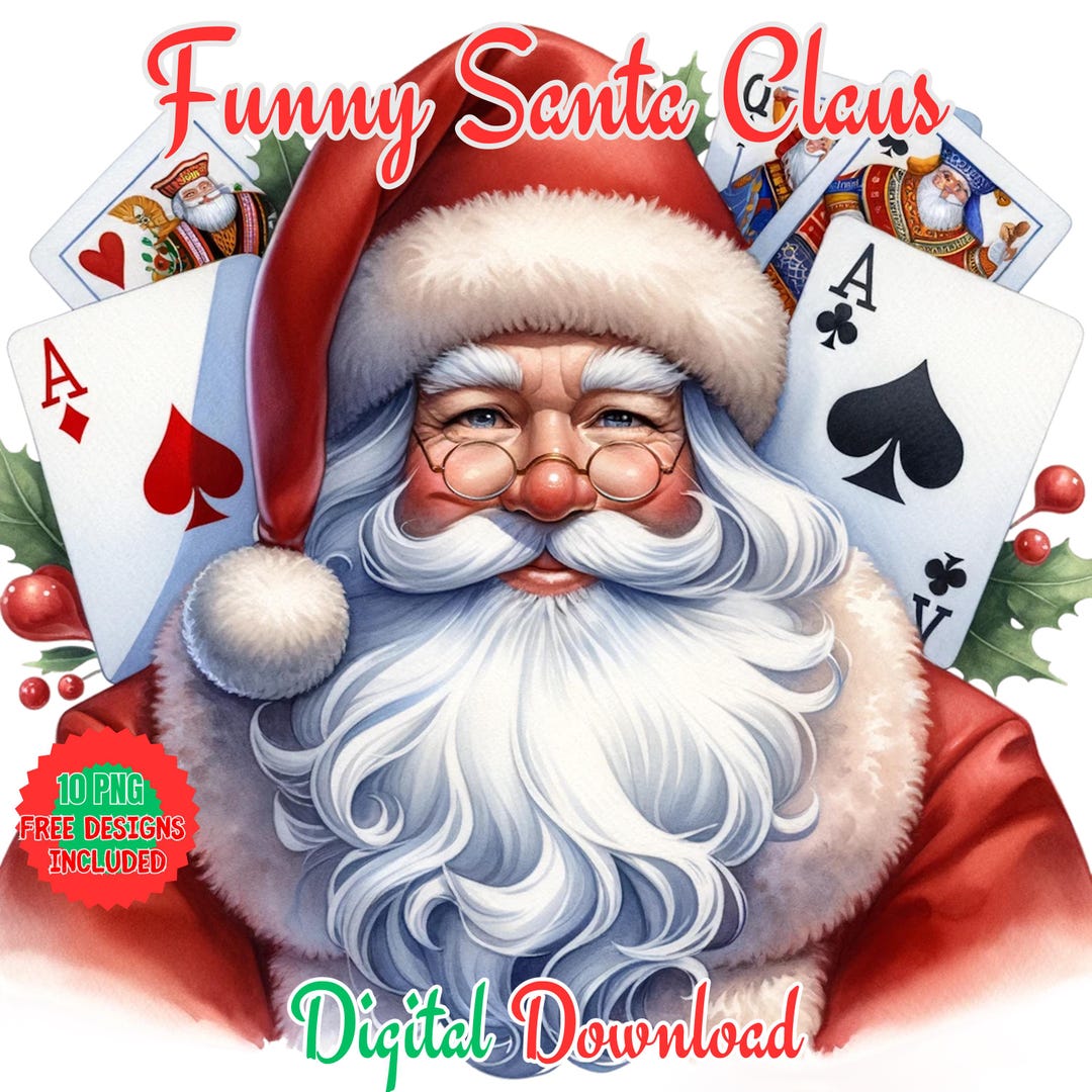 Watercolor Funny Santa Claus PNG Clipart. Festive Santa Bundle 25 ...