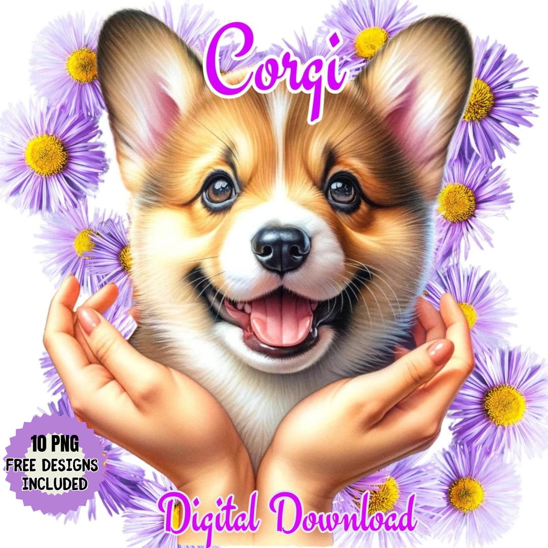 Watercolor Corgi Dog Portrait Clipart. Printable Dog Graphic. Pet ...