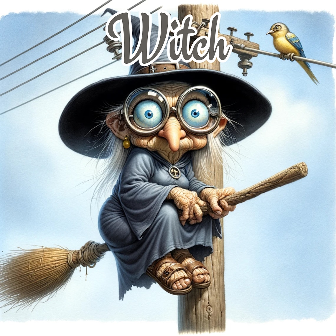 Funny Witch Clipart. Witchcraft Watercolor Wiccan Clipart. Humorous ...