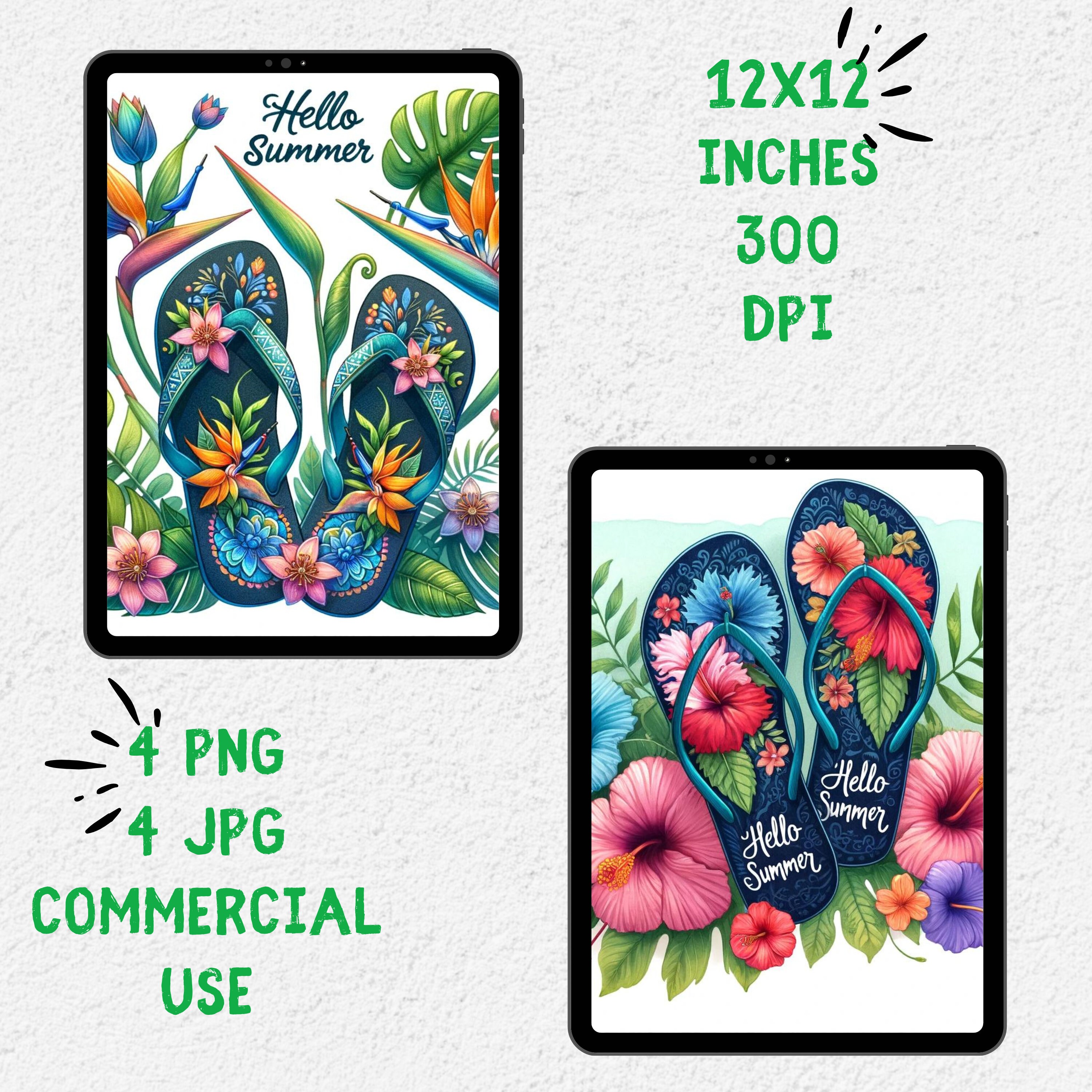 Summer Flip Flops Clipart, Colorful Summer Clipart Bundle. Summer Shoes ...