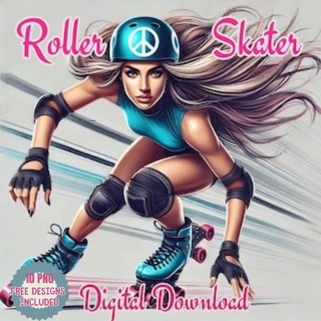 Roller Skate Girl Watercolor Clipart: Vibrant Skating Bundle (PNG & JPG ...