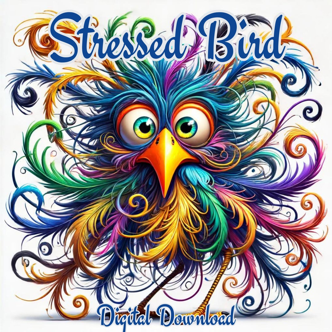 Stressed and Funny Bird Bundle Clipart, Bird Animals Clip Art. Quirky ...