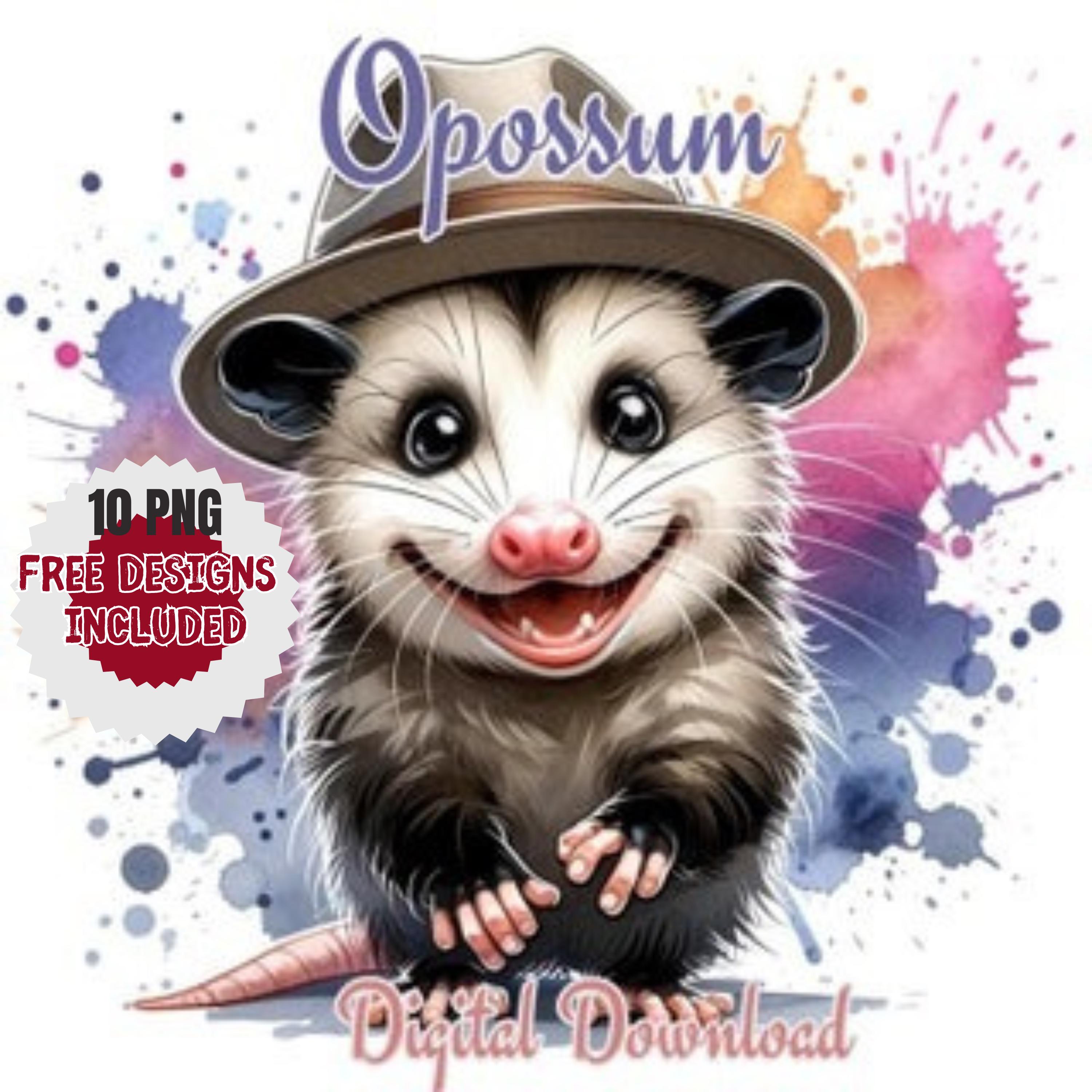 Charming Watercolor Opossum Illustrations Digital Art in PNG and JPG ...