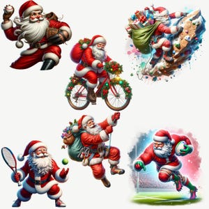 Watercolor Santa Claus Sportsman PNG Clipart. Festive Bundle 28 Images ...