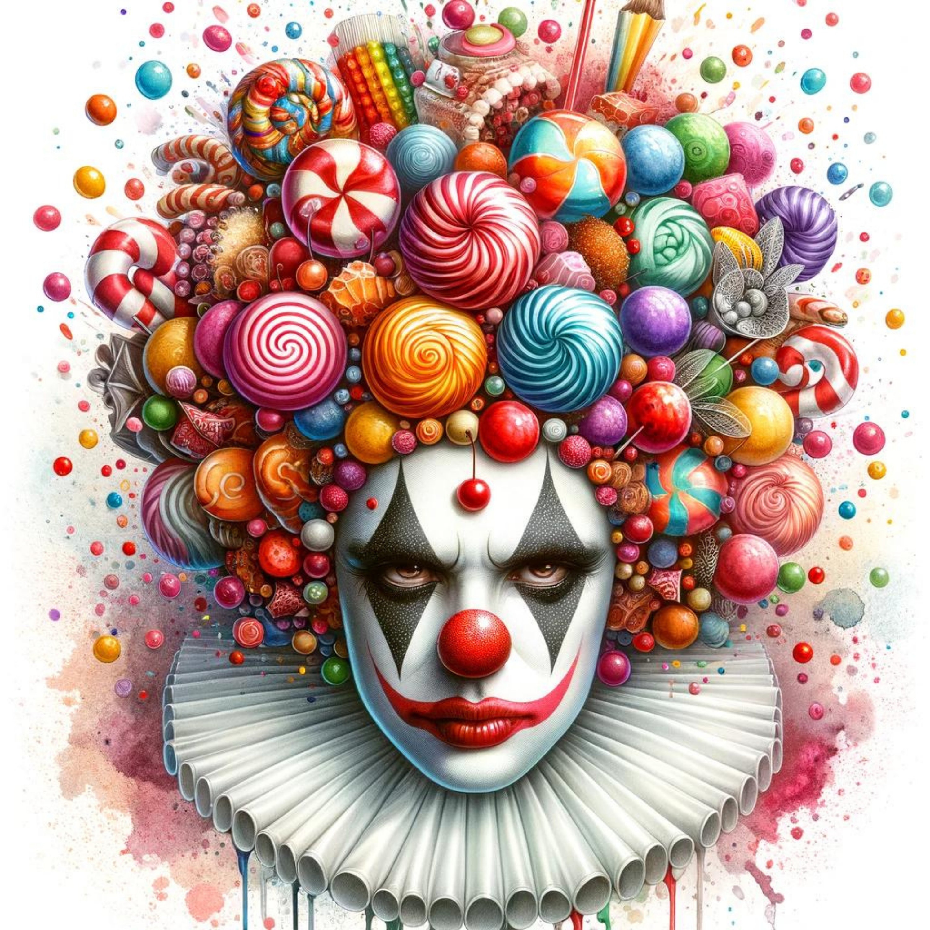 Sweet and Colorful Clown Clipart, Watercolor, PNG. Happy, Cheerful and ...