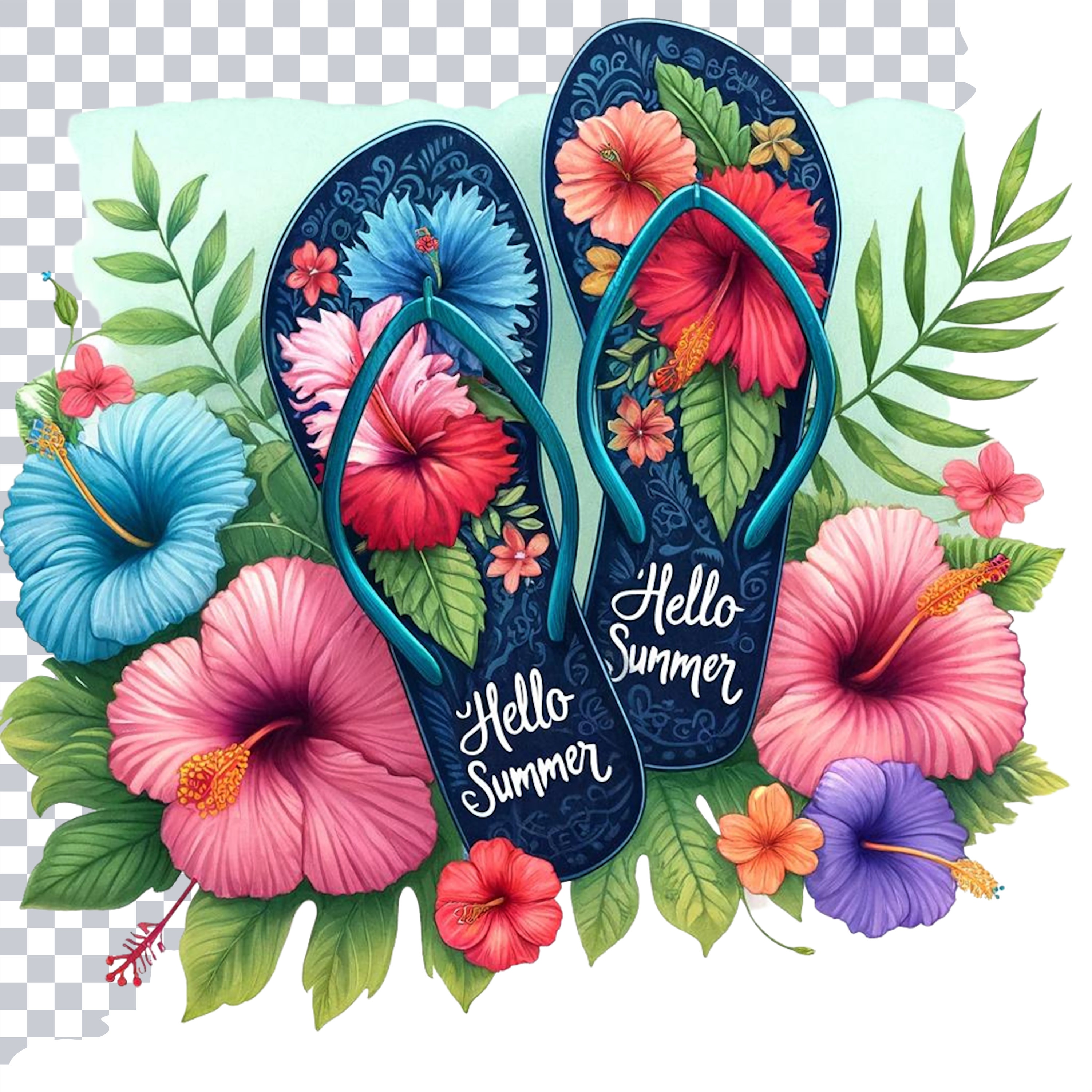 Summer Flip Flops Clipart, Colorful Summer Clipart Bundle. Summer Shoes ...