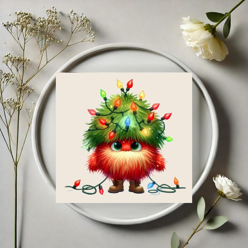 Fuzzy Monster Clipart Watercolor. Cute Fluffy Monster PNG. Colorful ...