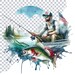 Watercolor Man Fishing Clipart PNG. Fishing Clip Art Theme. Lake ...