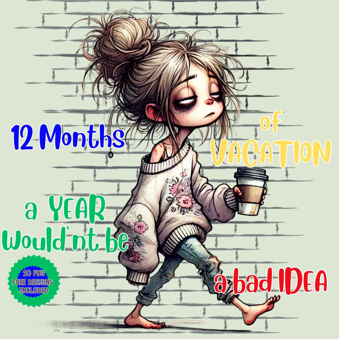 Watercolor Frazzled Girl Coffee Clipart: Weary Woman PNG (digital ...