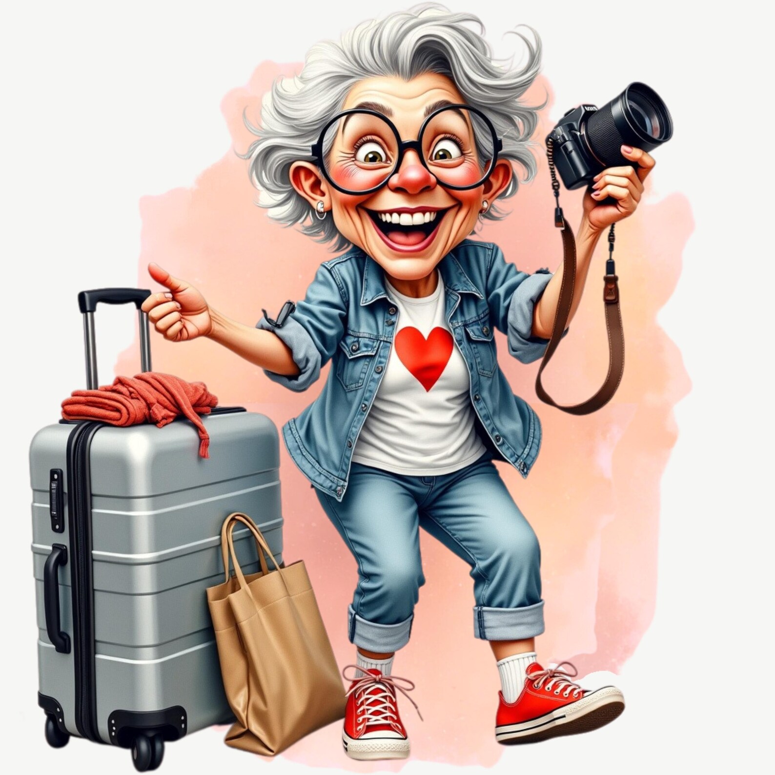 Grandma Traveling Watercolor Clipart Bundle (PNG & JPG) (digital ...