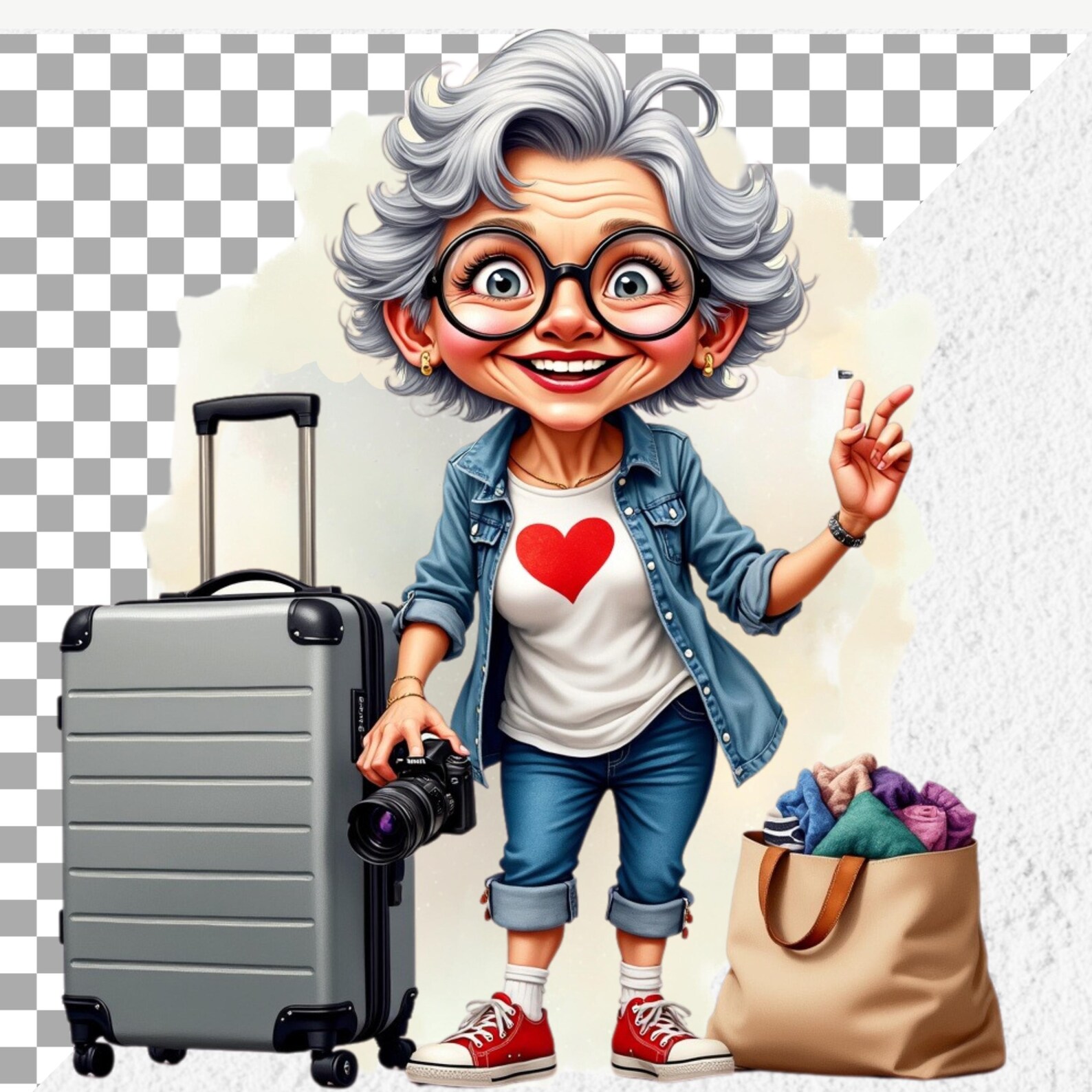 Grandma Traveling Watercolor Clipart Bundle (PNG & JPG) (digital ...