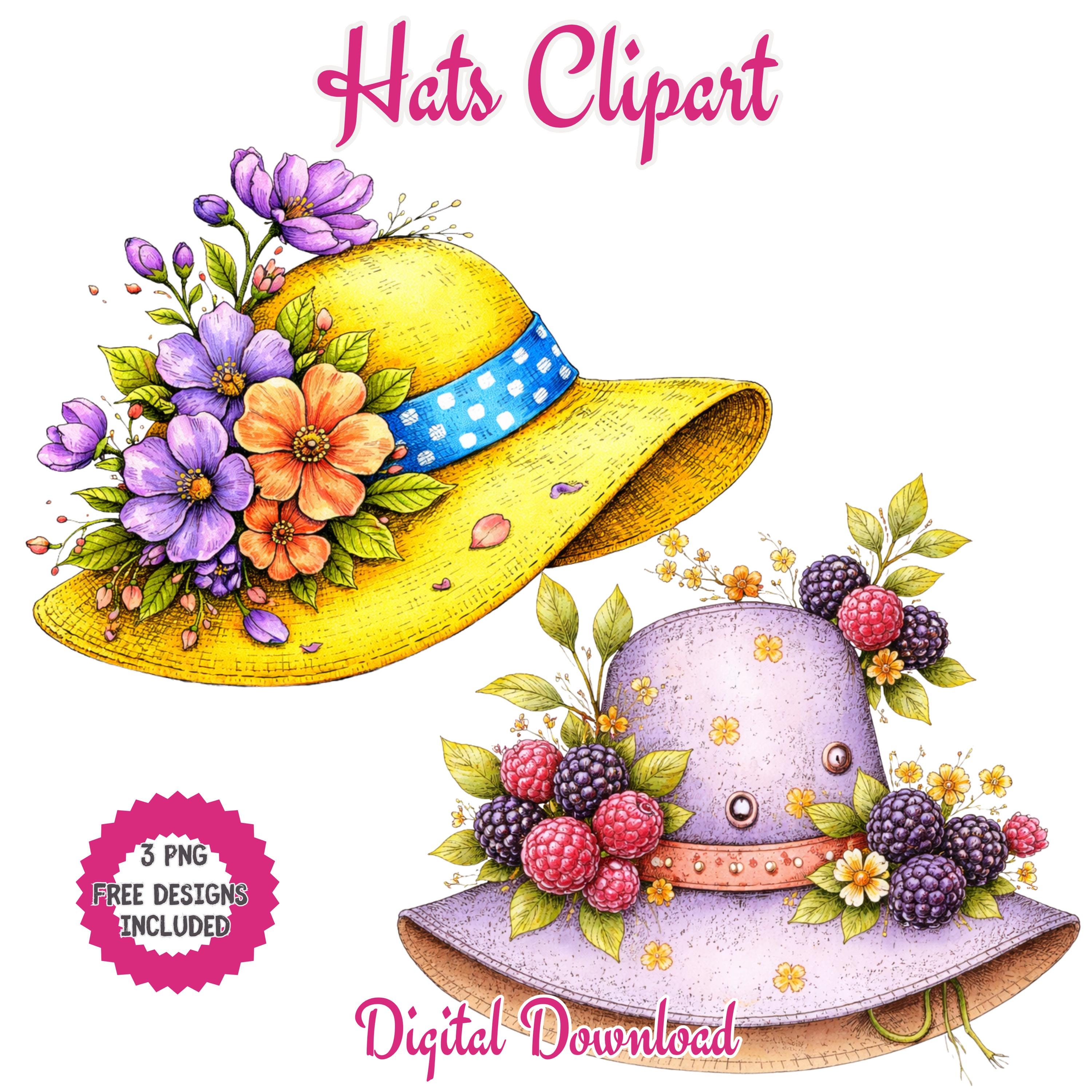 Floral Summer Hat Clipart, Women's Fashion PNG (digital Download) - Etsy