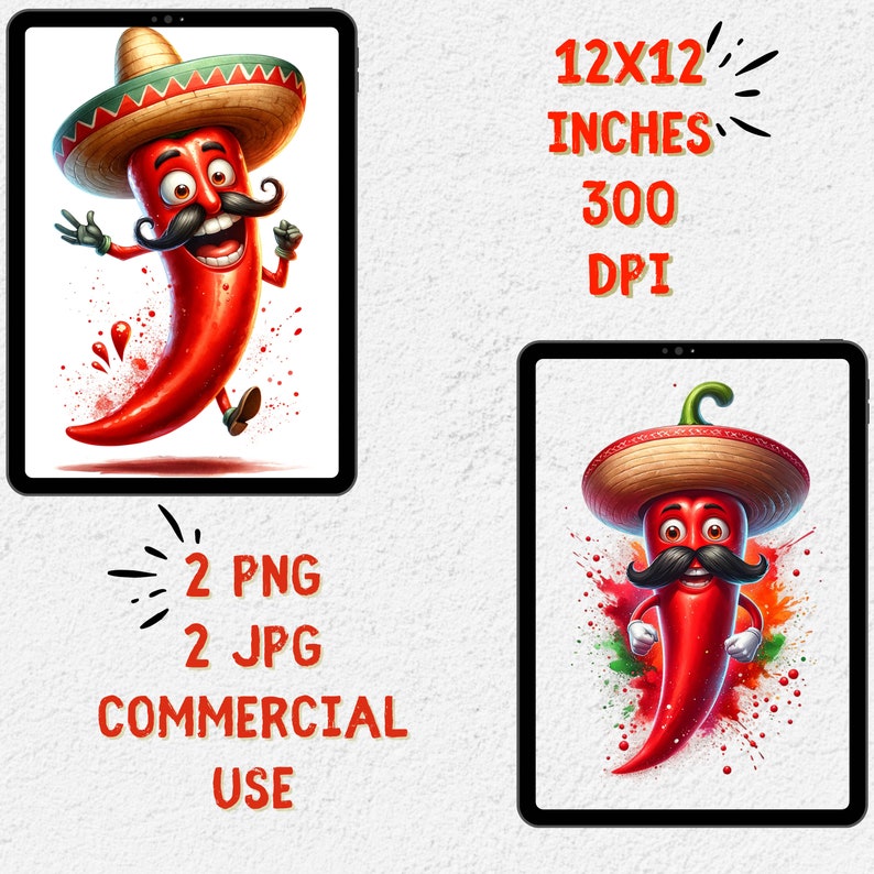 Chili Pepper Clipart Set: Spicy Animated Characters (PNG & JPG Digital ...